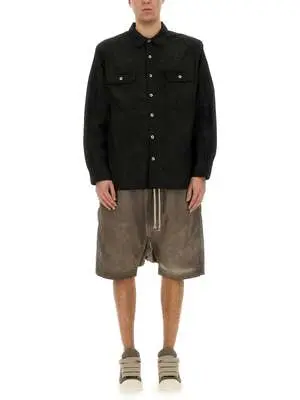 Rick Owens Jumbo Double-pocket Cotton Shirt - Black