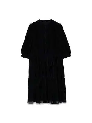 Emporio Armani Tiered Midi Dress With Mandarin Collar