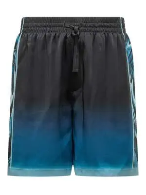 Casablanca Silk Shorts With Artistic Print - Blue