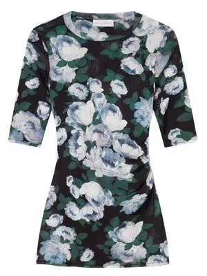 Stella McCartney Three-quarter Sleeve Floral Mesh Top
