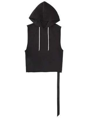 Rick Owens Sleeveless Hooded Tunic Top - Black