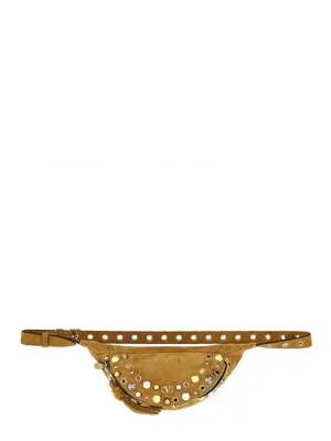 Valentino Garavani Pouch With Studded Decorations In Suede - Buff