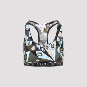 Emilio Pucci Logo-band Printed Performance Bra - Multicolour