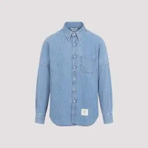 Thom Browne Straight Fit Long Sleeve Shirt - Blue