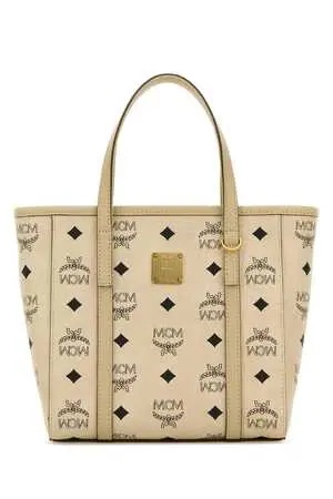 Mcm MCM Mini Toni Top-Zip Shopper In Visetos Beige