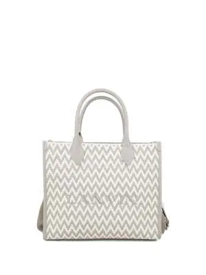 LANVIN Jacquard Cotton And Synthetic Tote Handbag With Adjustable Shoulder Strap - Beige