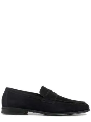 DOUCAL'S Suede Penny Loafer With Rubber Sole - Blue