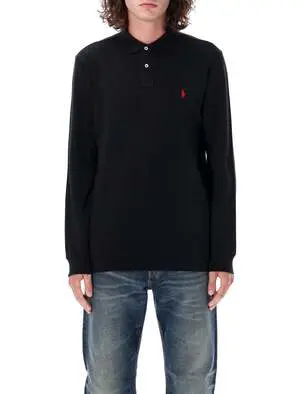 Polo Ralph Lauren Long-sleeve Polo Shirt Custom Slim Fit - Black