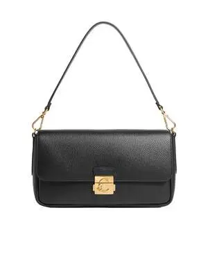COCCINELLE Mini Luxe Crossbody Bag With Gold Tone Clasp - Noir