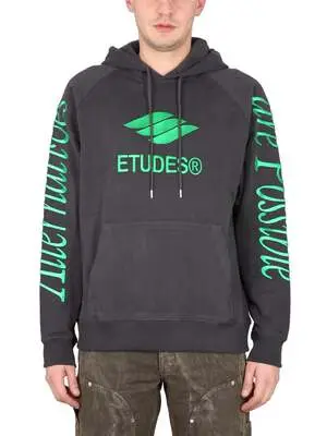 ÉTUDES Racing Eco Logo-embroidered Hoodie - Black