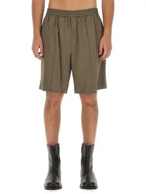 Helmut Lang Cotton-linen Pull-on Shorts - Green