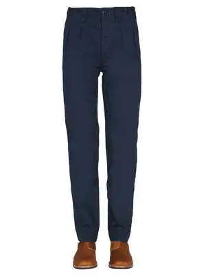 NIGEL CABOURN Pleated Regular Fit Trousers - Blue