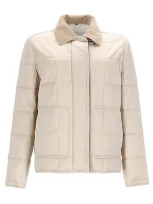 FAY Quilted Jacket With Corduroy Collar - Beige