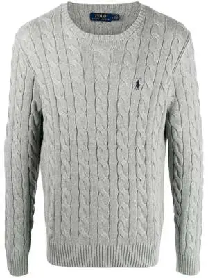 Polo Ralph Lauren Cable Knit Cotton Crewneck Sweater - Grey