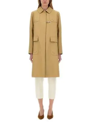 FAY Stretch Cotton Trench Coat - Beige