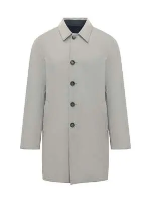 ESTERNO Trendy Rain Jacket With Buttons And Utility Pockets - Blugrigio