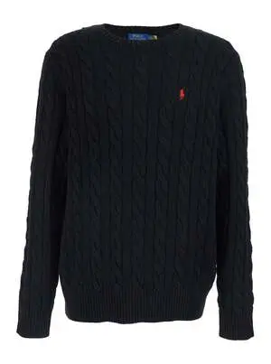 Polo Ralph Lauren Cable-knit Jumper With Embroidered Pony Logo - Black