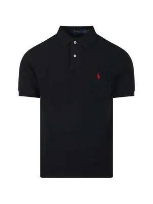 Polo Ralph Lauren Rib-knit Polo Shirt With Tennis Tail - Nero