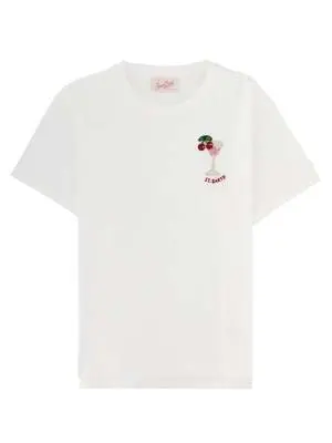 MC2 SAINT BARTH Embroidered Cotton T-shirt - White
