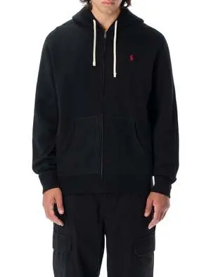 Polo Ralph Lauren Full Zip Fleece Hoodie With Embroidered Pony Logo - Black