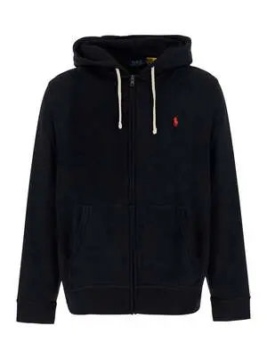 Polo Ralph Lauren Full Zip Fleece Hoodie With Embroidered Pony Logo - Black