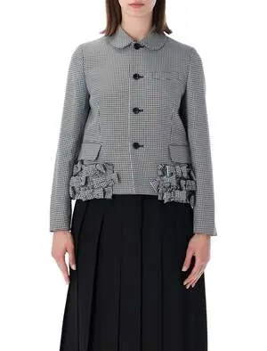 Comme Des Garçons Ruffled Frayed Gabardine Jacket - Blackwhite
