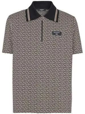 Balmain Contrasting Polo With Zip Fastening - Black