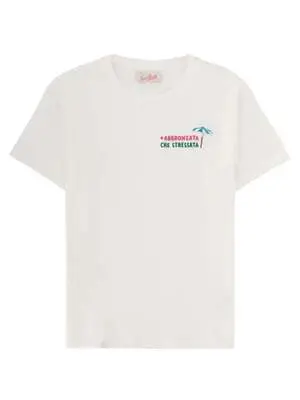MC2 SAINT BARTH Crewneck Cotton T-shirt With Graphic Detail - White