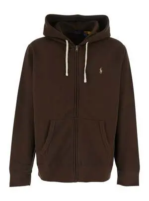 Polo Ralph Lauren POLO RALPH LAUREN Zip-Up Hoodie With Embroidered Pony Logo Brown