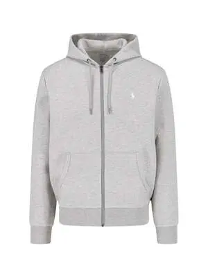 Polo Ralph Lauren Zip-up Hoodie With Embroidered Pony Logo - Grey