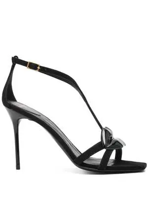 Balmain Chic Sandal With Brass Detailing - Noir