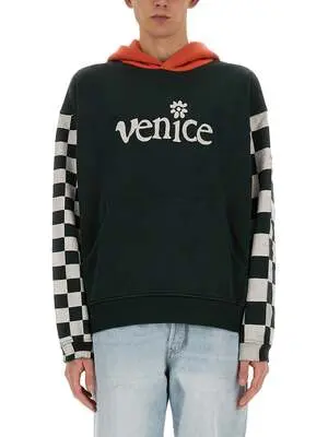 ERL Checker Sleeve Hoodie - Black