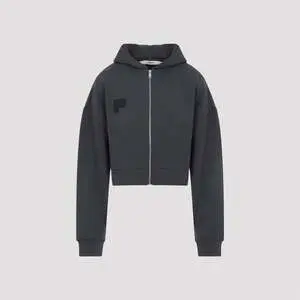 PANGAIA Cropped Zip Up Hoodie - Black