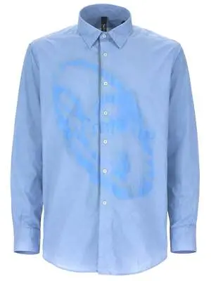 NO PROBLEMO Graphic Print Button-up Shirt - Azure
