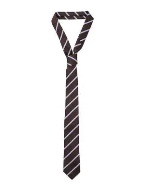 THE FRANKIE SHOP Striped Silk Tie - Brown