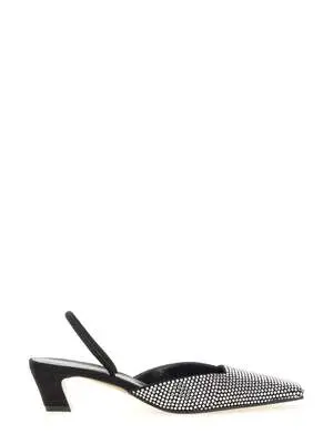Khaite Embellished Suede Slingback Pumps - Black