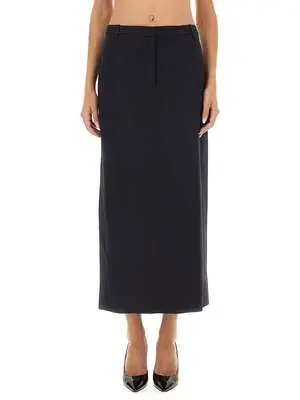Theory Wool Blend Midi Skirt With Slit