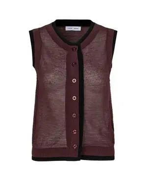 SAMSOE SAMSOE Samsøe Samsøe Ribbed Knit Sleeveless Button-up Vest - Fudge