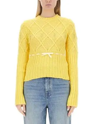 CORMIO Wool Blend Ribbed Knit T-shirt - Yellow