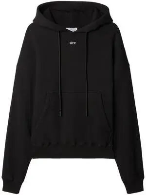 Off-White Off Stamp Cotton Hoodie - Black