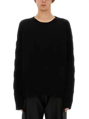 Off-White Ribbed Knit Crewneck Sweater - Black