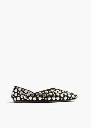 Khaite Studded Flat Shoes - Caramel