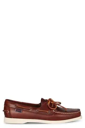 SEBAGO Leather Boat Shoes With Moccasin Toe And Lace-up Detailing - Brown