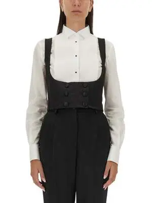 Dolce & Gabbana Double-breasted Duchesse Tuxedo Vest - Black
