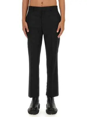 Off-White Embroidered Wool Trousers - Black