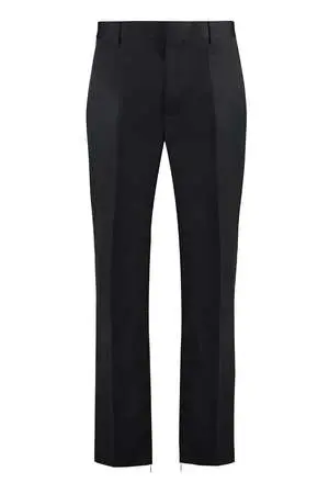 Off-White Embroidered Wool Trousers - Black