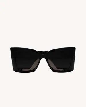 Saint Laurent Oversized Cat-eye Sunglasses With Gold Emblem - Black