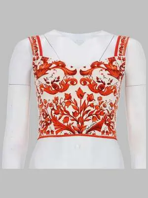 Dolce & Gabbana Floral Print Bustier Top - Orange
