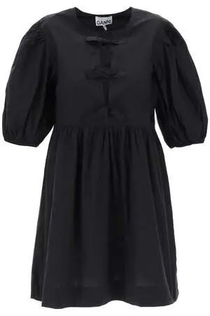 GANNI GANNI Cotton Poplin Tie String Mini Dress