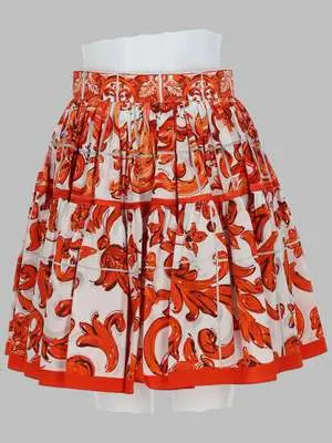 Dolce & Gabbana Printed Cotton Mini Skirt - Orange
